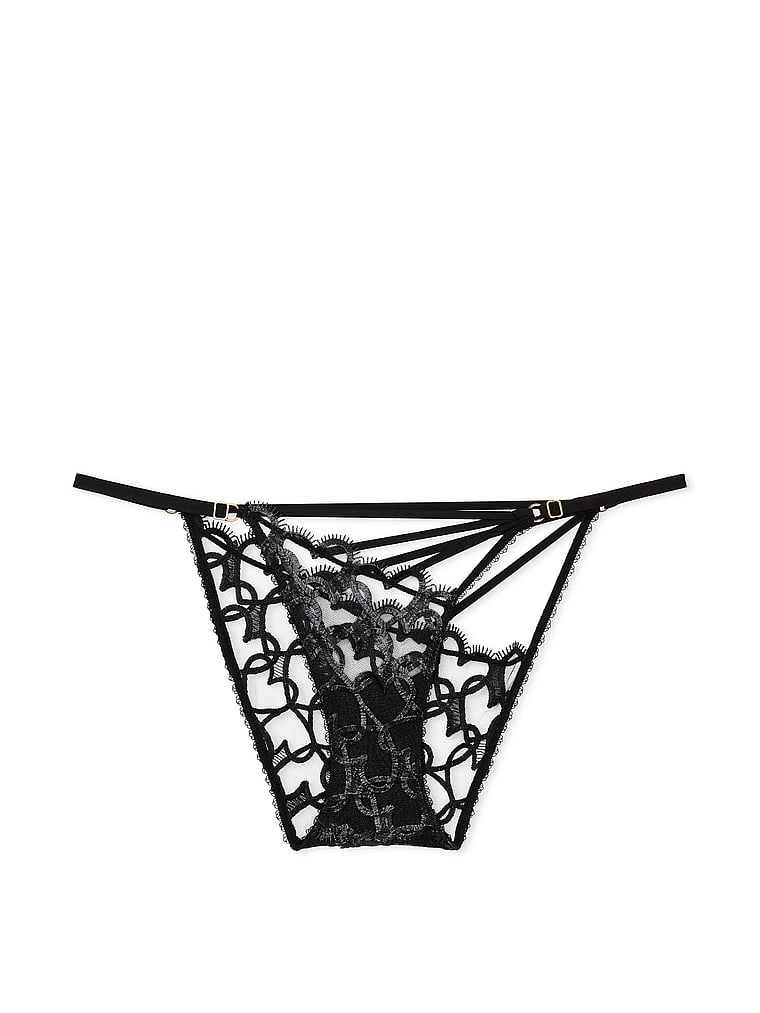 Buy Shimmer Heart Embroidery Adjustable String Bikini Panty, - Order ...