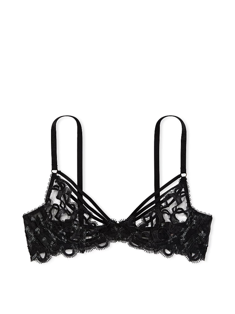 Buy Shimmer Heart Embroidery Open-Cup Demi Bra, - Order undefined ...