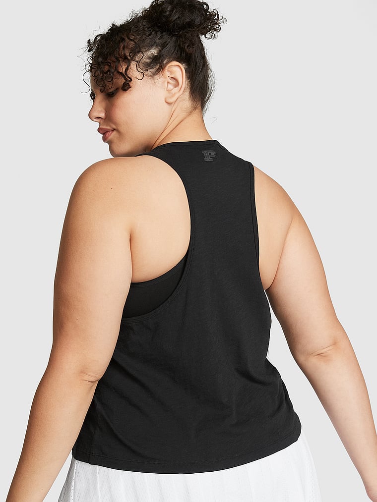 Buy Cotton Cropped Racerback Tank Top, - Order Tops online - PINK US