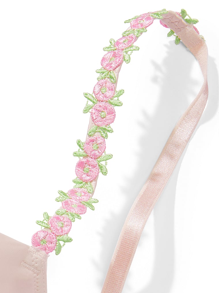 Buy Rosebud Embroidery Smooth & Lace Lightly Lined Demi Bra, Pink Fizz ...