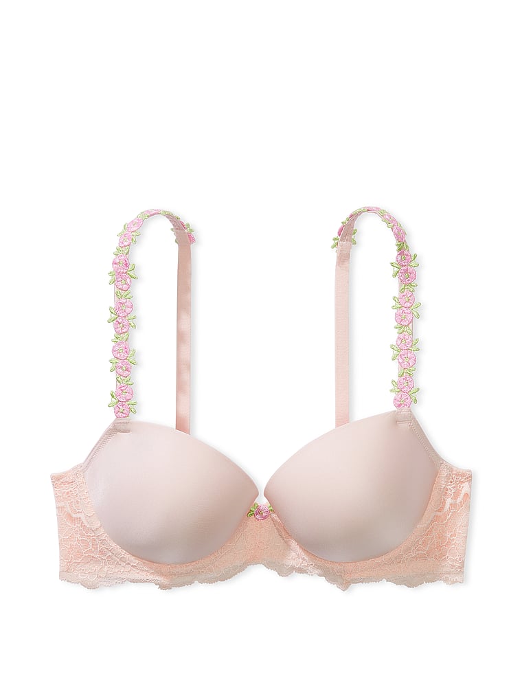 Buy Rosebud Embroidery Smooth & Lace Lightly Lined Demi Bra, Pink Fizz - Order Bras online ...