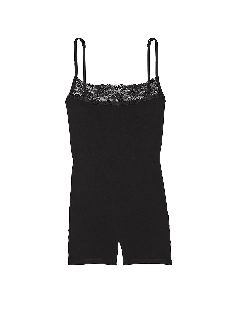 Buy Wink Seamless Rib Lace-Trim Romper, - Order undefined online - PINK US
