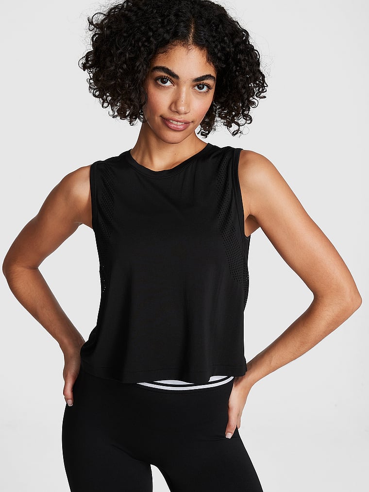 Buy Seamless Drapey Muscle Tank, Pure Black - Order Tops online - PINK US