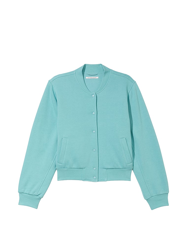Buy Cotton Fleece Snap Bomber Jacket, Fountain Blue - Order Hoodies ...