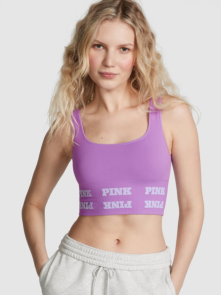 Buy Seamless Logo Sports Bra, Glazed Violet - Order Sport Bras online ...