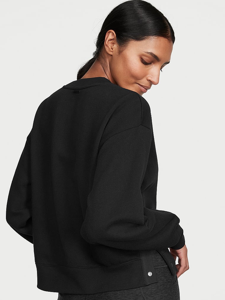 Buy Cotton Fleece Oversize Snap Crewneck, Black - Order Hoodies ...