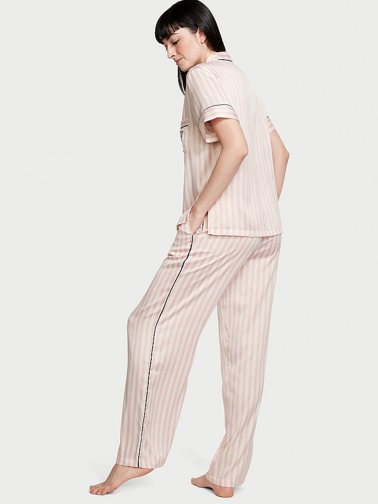 Buy Satin Short-Sleeve PJ Set, Iconic Stripe - Order Pajamas Sets ...