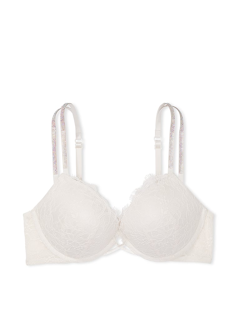 Buy Bombshell Add-2-Cups Double Shine Strap Lace Push-Up Bra, Coconut ...