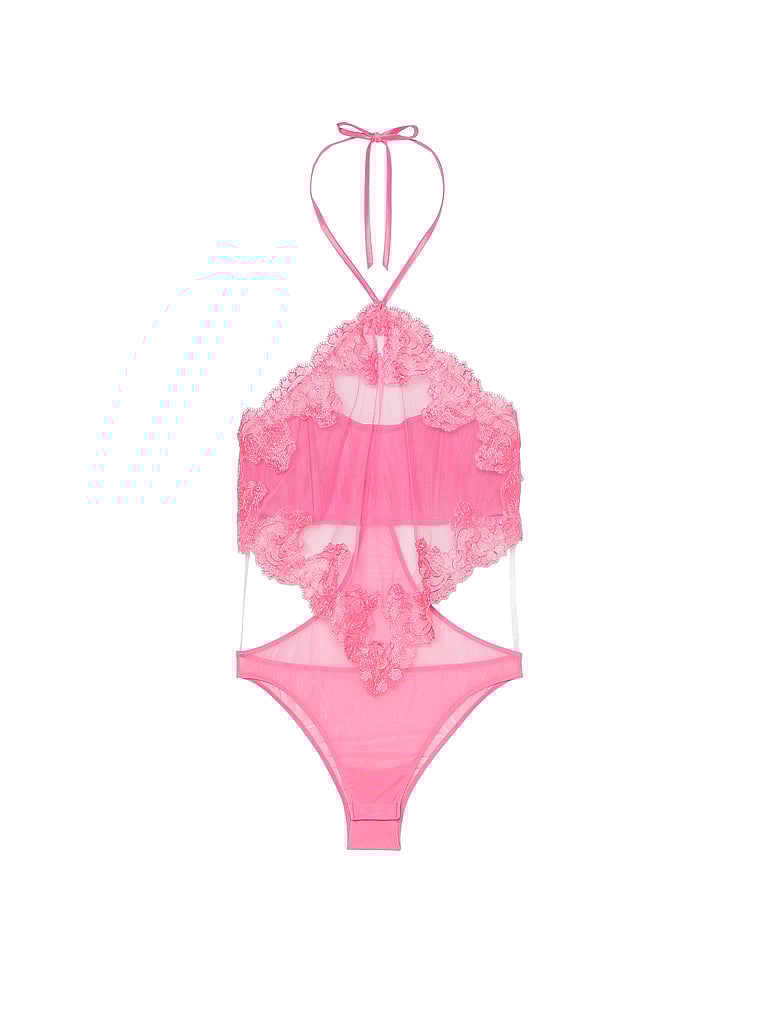 Buy Sheer Boho Floral Embroidery Halter-Neck Teddy - Order Teddies ...