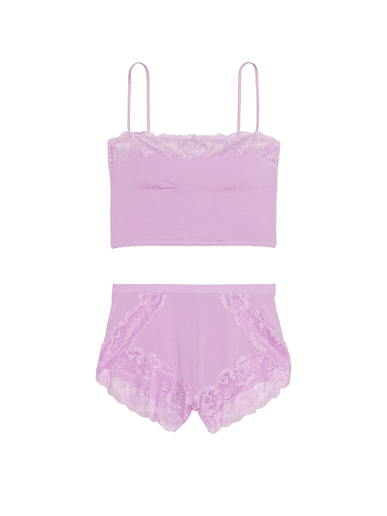 Buy Modal & Lace Trim Straight-Neck Cami Set - Order Cami Sets online ...