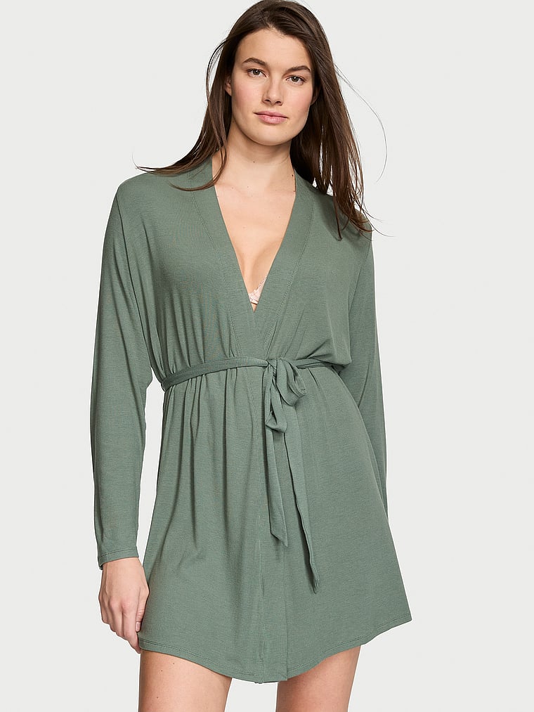 Buy Ribbed Modal Short Robe, - Order undefined online - Victoria's ...