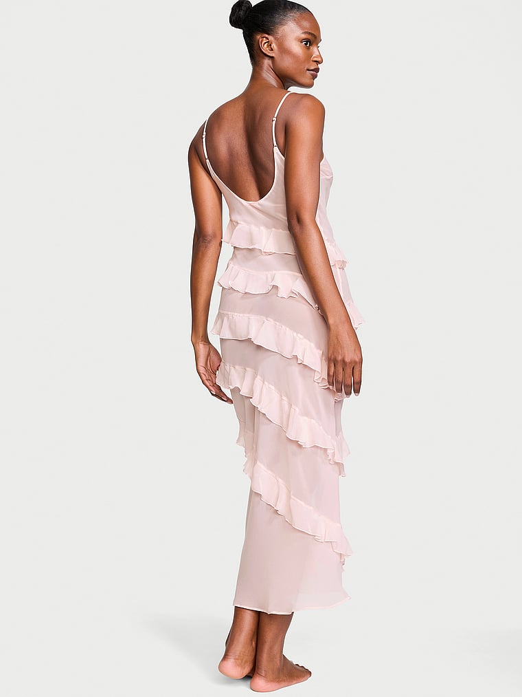 Buy Ruffled Chiffon Long Slip Dress, - Order undefined online ...