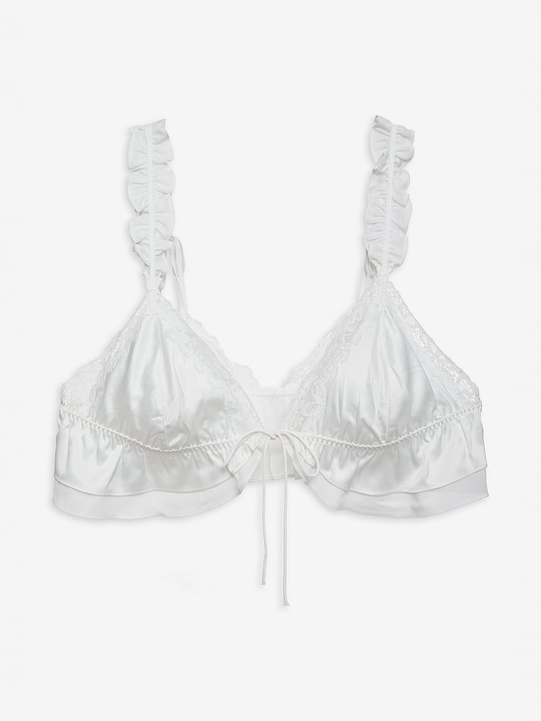 Buy Butterfly Lace Ruffle Bralette, White - Order Bralettes online ...