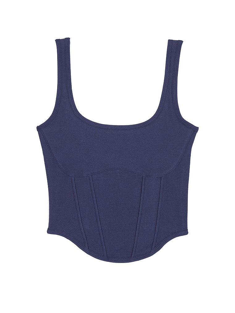 Buy The Cinched Piqué Corset Top, Midnight Navy - Order Tops online ...