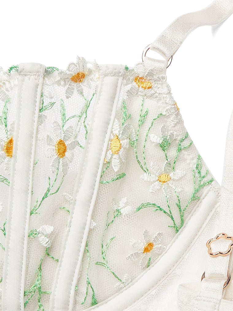 Buy Wicked Unlined Daisy Chain Embroidery Balconette Bra, White Daisies ...