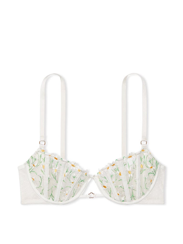 Buy Wicked Unlined Daisy Chain Embroidery Balconette Bra, White Daisies ...