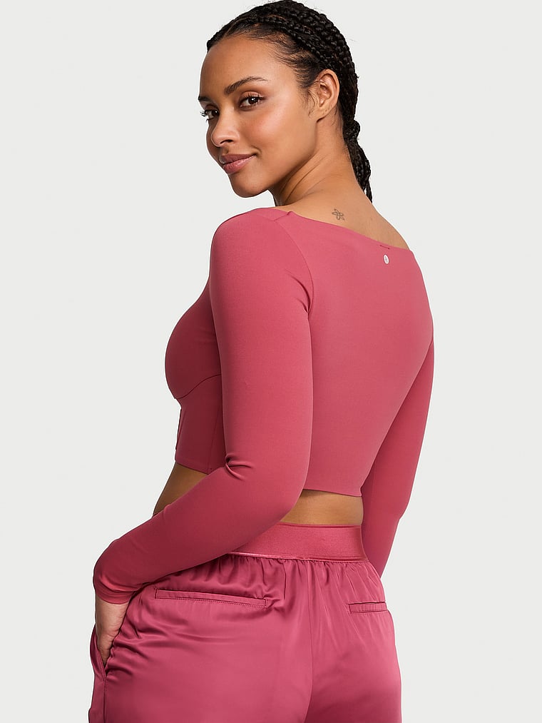 Buy VS Elevate Cropped Long-Sleeve Corset Top, - Order undefined online - Victoria's Secret US