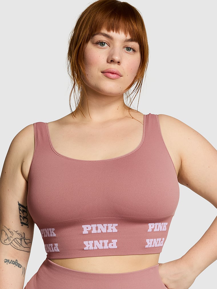 Buy Seamless Logo Sports Bra, - Order undefined online - PINK US