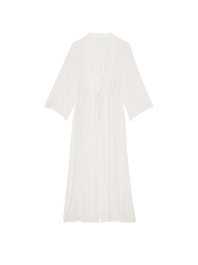 Buy Modal & Lace Trim High-Slit Maxi Robe - Order Robes online ...