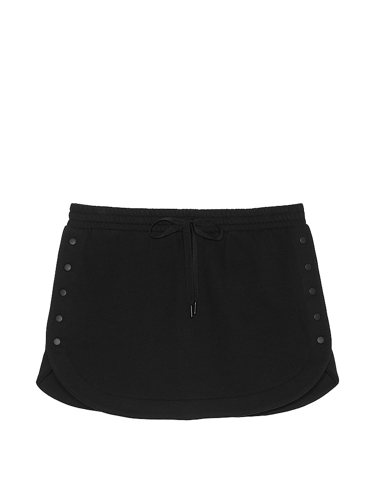 Buy Cotton Fleece Snap Mini Skirt, Pure Black - Order Bottoms online ...