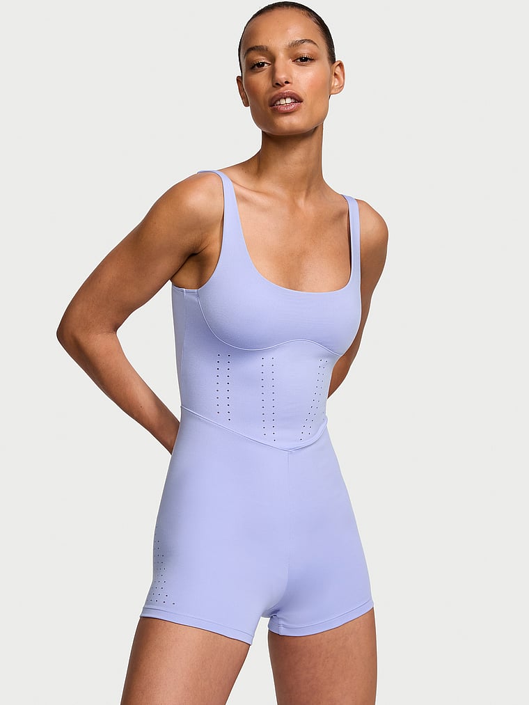 Buy VS Essential Perforated Short Onesie, Blue Energy - Order Cover-Ups ...