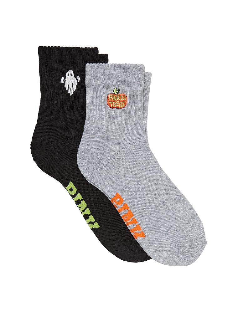 Buy 2-Pack Quarter Socks, Halloween Pink or Treat - Order Socks online ...