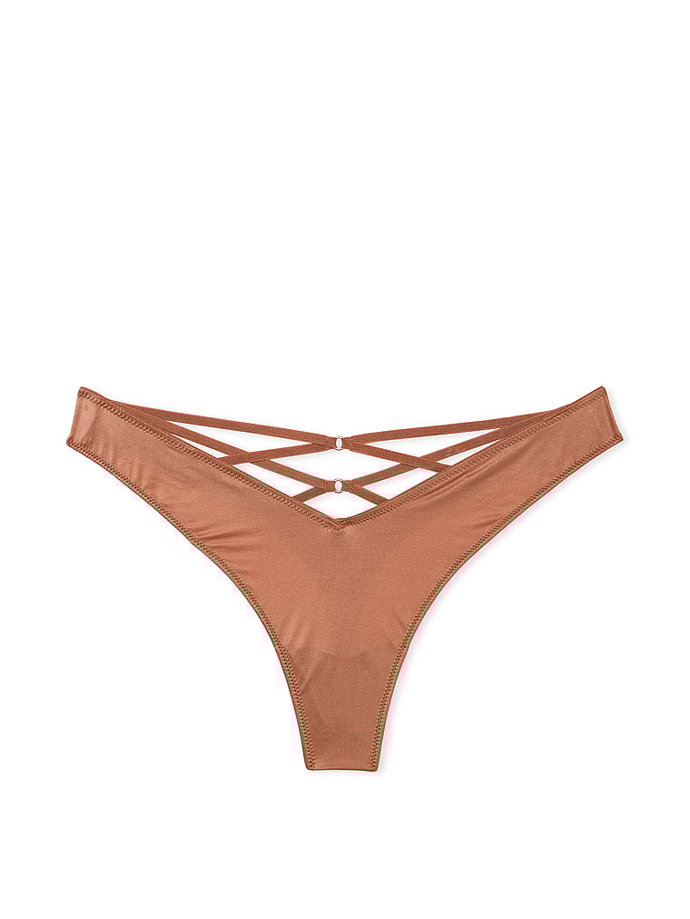 Buy Smooth Strappy-Back High-Leg Thong Panty, Caramel - Order Panties ...