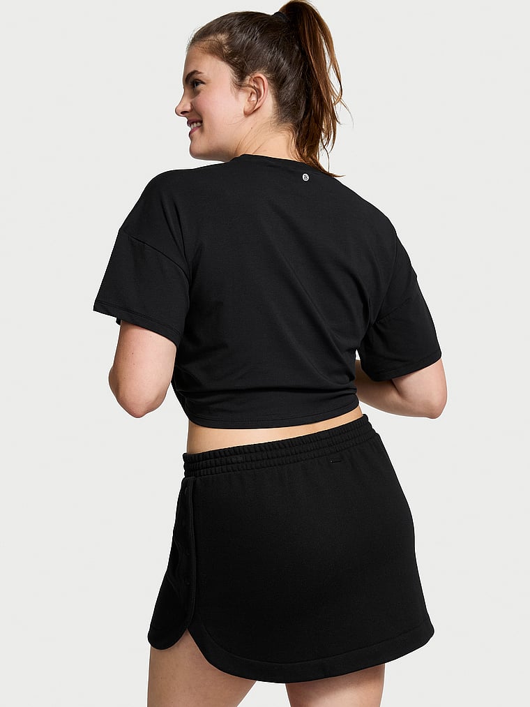 Buy Cotton Fleece Snap Mini Skirt, Pure Black - Order Bottoms online ...