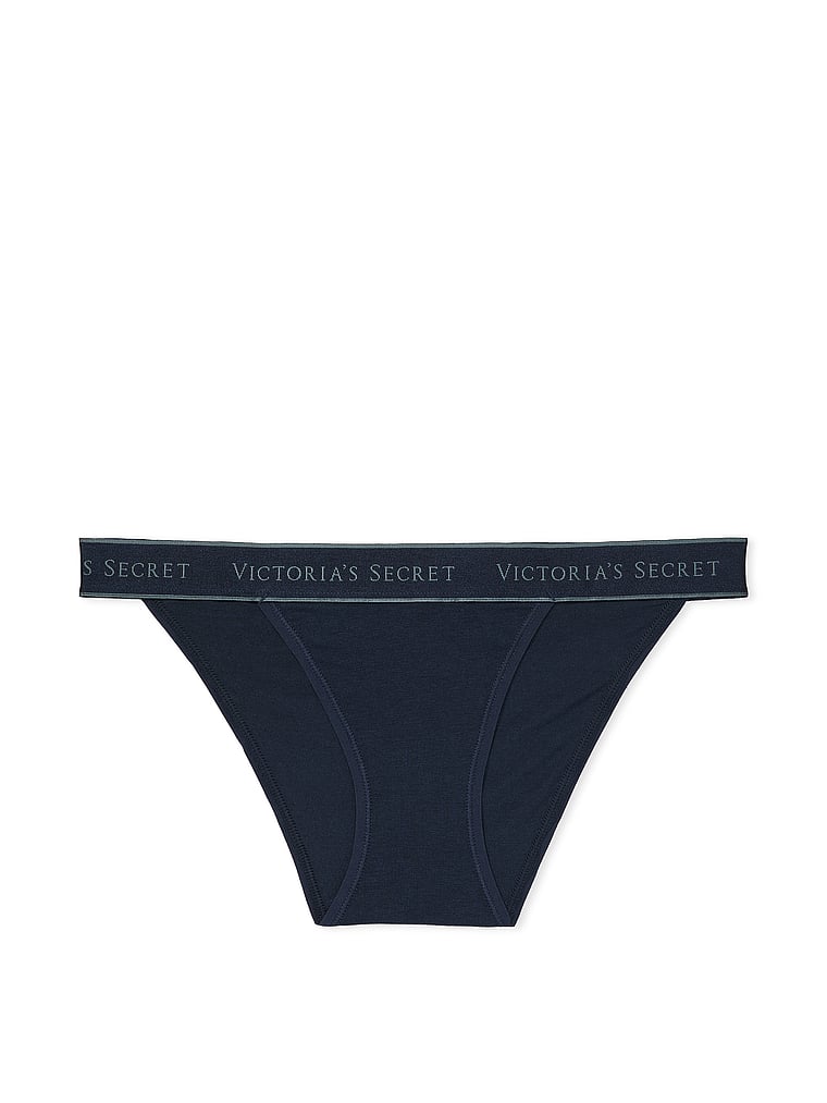 Buy Logo Cotton Tanga Panty, Noir Navy - Order Panties online ...