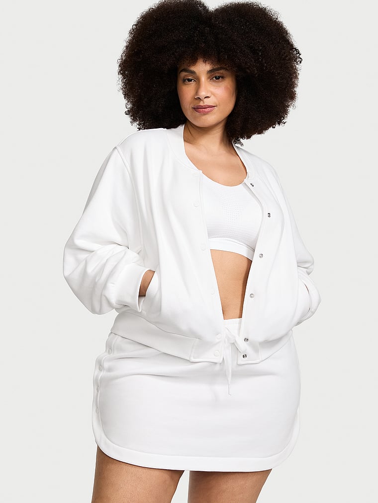 Buy Cotton Fleece Snap Mini Skirt, Vs White - Order Bottoms online ...
