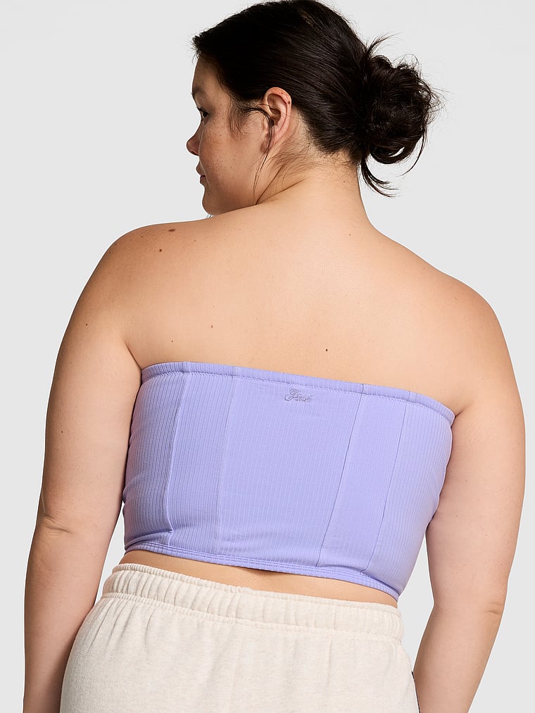 Buy The Cinched Cotton Strapless Corset Top, Purple Cloud - Order Bras ...