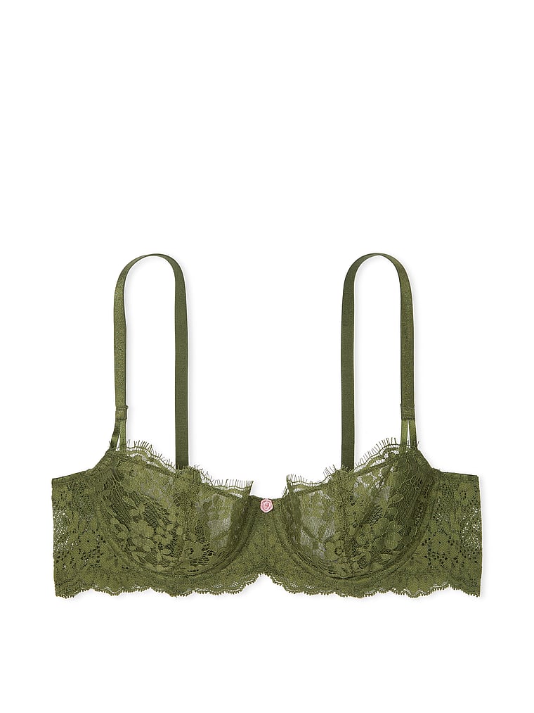 Buy Wicked Unlined Lace Balconette Bra, Woodland Green - Order Bras ...