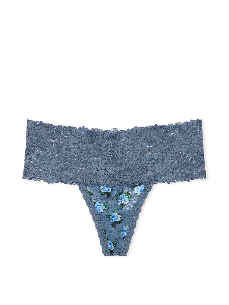 Buy Wink Wide-Waist Thong Panty, Dusty Iris Floral Print - Order Panties online - PINK