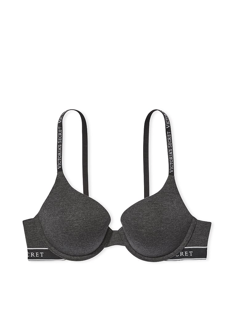 Buy Push-Up Perfect Shape Cotton Bra, Charcoal Heather Grey - Order ...