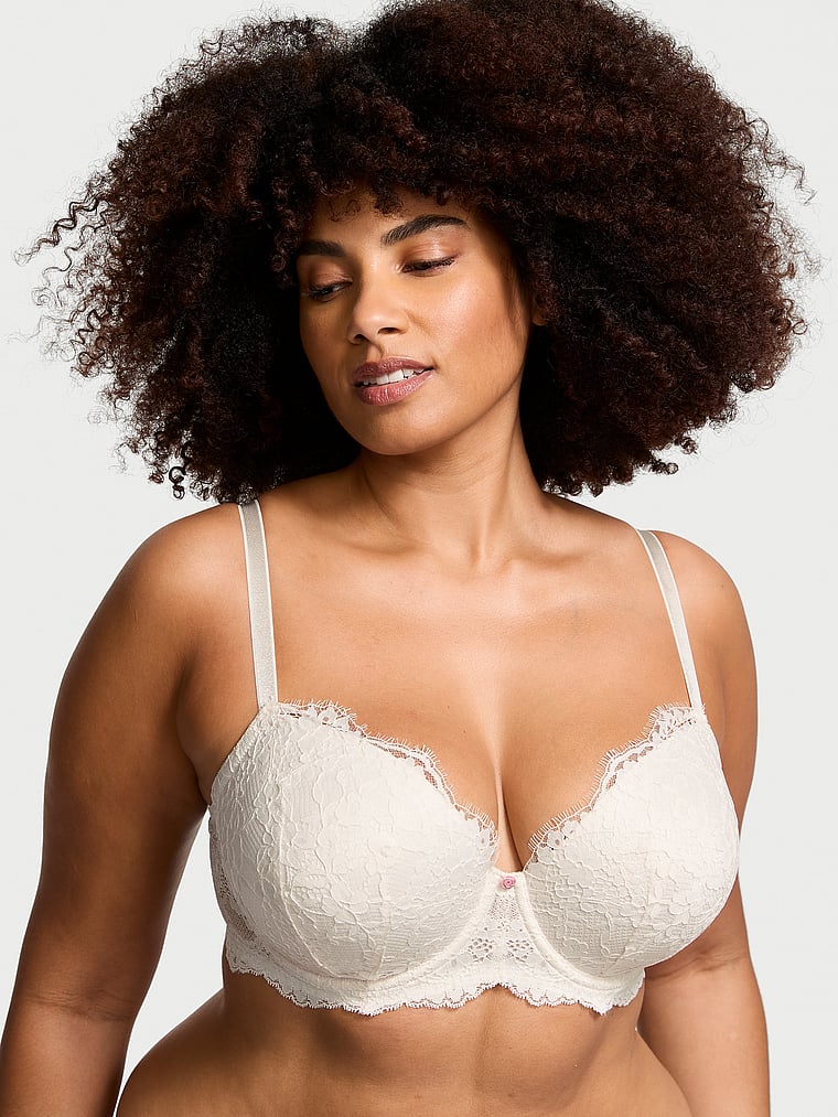 Buy Lace Lightly Lined Classic Coverage Demi Bra, Coconut White - Order Bras online - Victoria's ...
