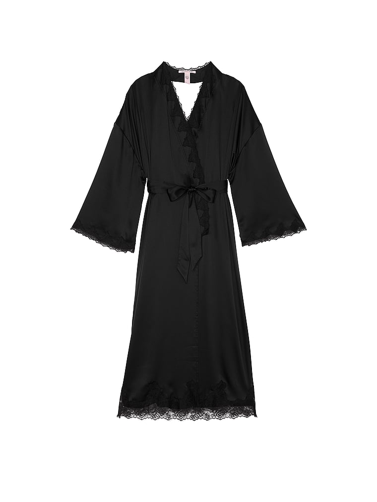 Buy Satin & Rose Lace Open-Back Long Robe, - Order Robes online ...