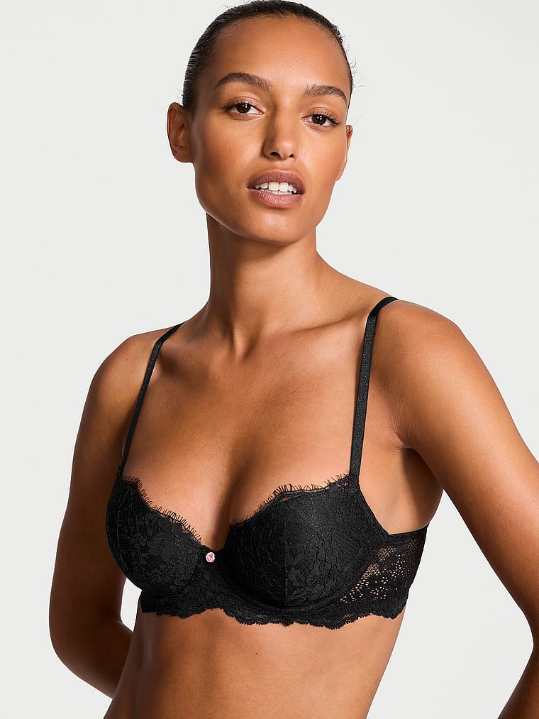 Buy Lace Lightly Lined Classic Coverage Demi Bra, Black - Order Bras online - Victoria's Secret US