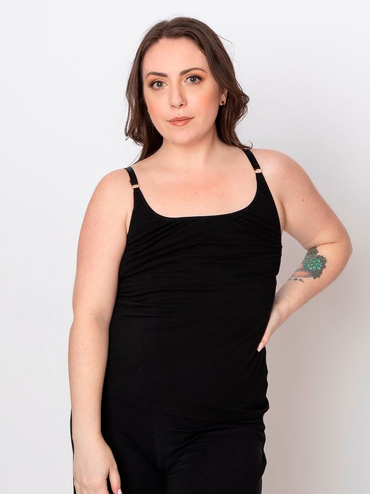 Buy Cecile Modal Camisole with Built-in Shelf Bra, Black - Order Pajama ...