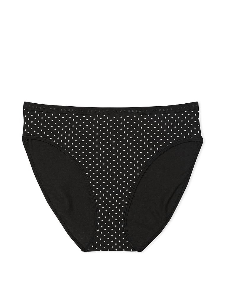 Buy Stretch Cotton High-Leg Brief Panty, Black Dots - Order Panties ...
