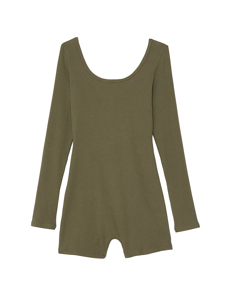 Buy Base Cotton Ribbed Long-Sleeve Romper, - Order undefined online ...