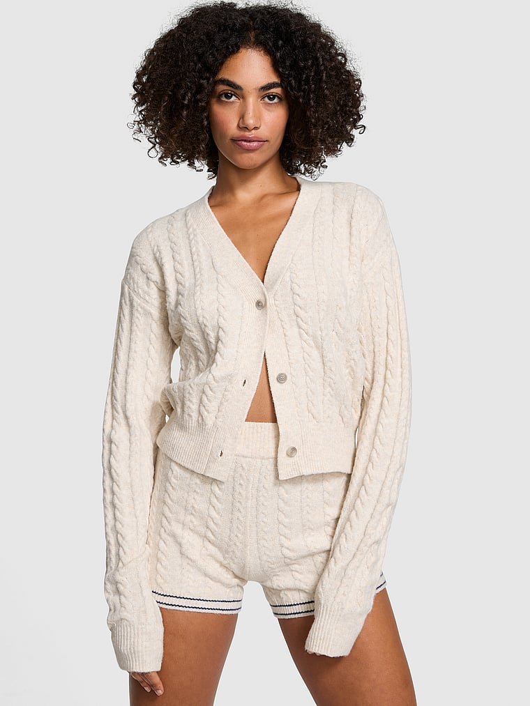 Buy Collegiate Cable-Knit Shorts, - Order undefined online - PINK US