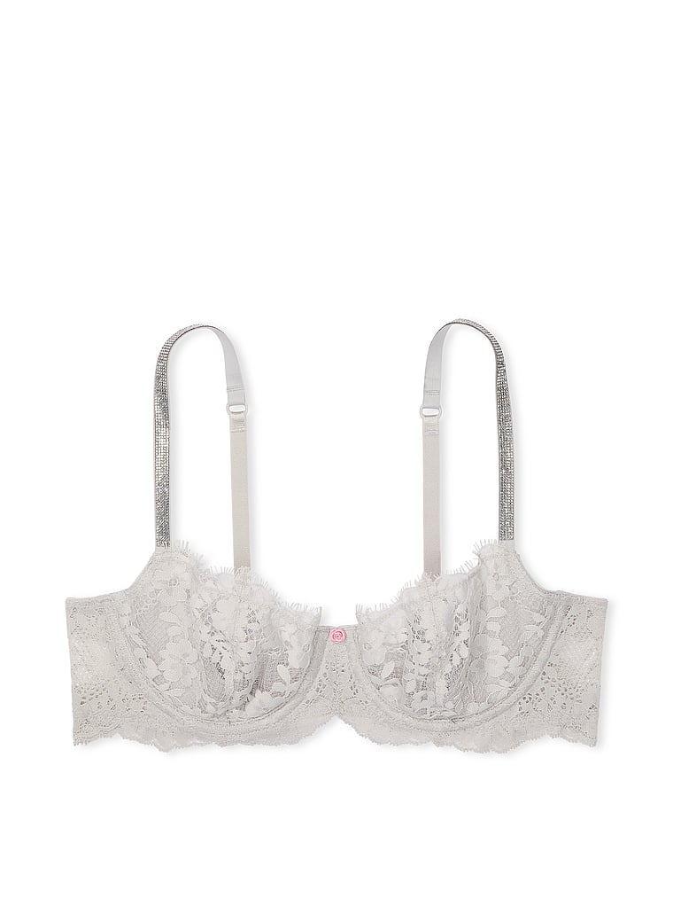 Buy Wicked Twinkle Lace Unlined Balconette Bra, Silver Pearl - Order ...