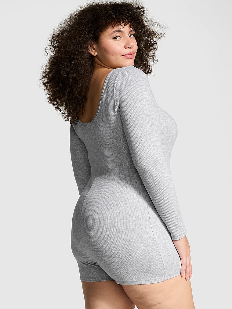 Buy Base Cotton Ribbed Long-Sleeve Romper, - Order undefined online ...