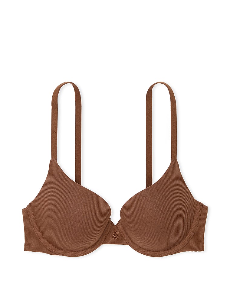 Buy Push-Up Perfect Shape Ribbed Cotton Bra, Mousse - Order Bras online ...