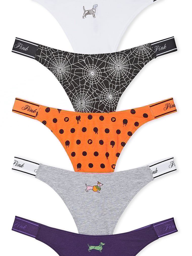 Buy 5-Pack Logo Cotton High-Leg Thong Panties - Order Panties online ...