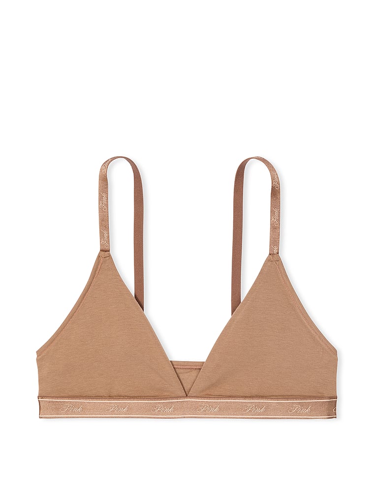 Buy Logo Cotton Triangle Bralette, Limited-Edition Cocoa Latte - Order ...
