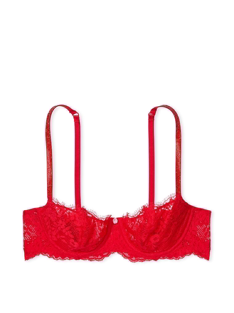 Buy Wicked Twinkle Strap Unlined Lace Balconette Bra, Bright Vermillion ...