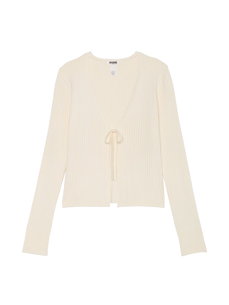 Buy Ribbed Knit Fly-Away Cardigan Sweater, White Shell - Order Pajama ...