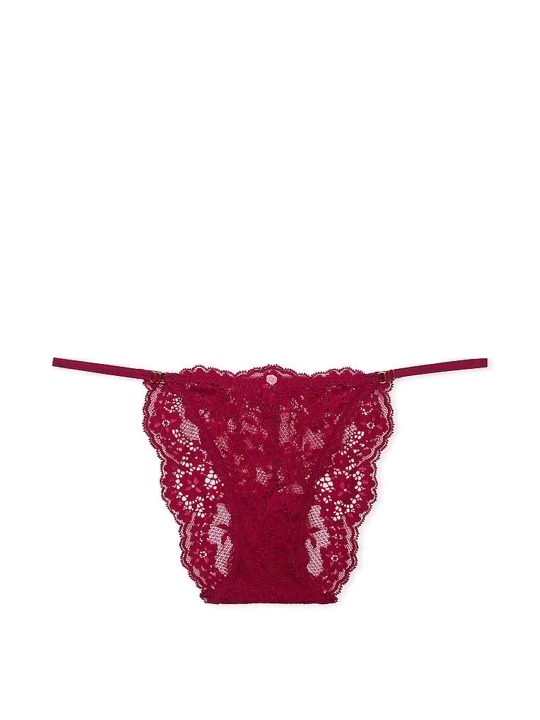 Buy Lace Adjustable String Bikini Panty, Campari Red - Order Panties ...