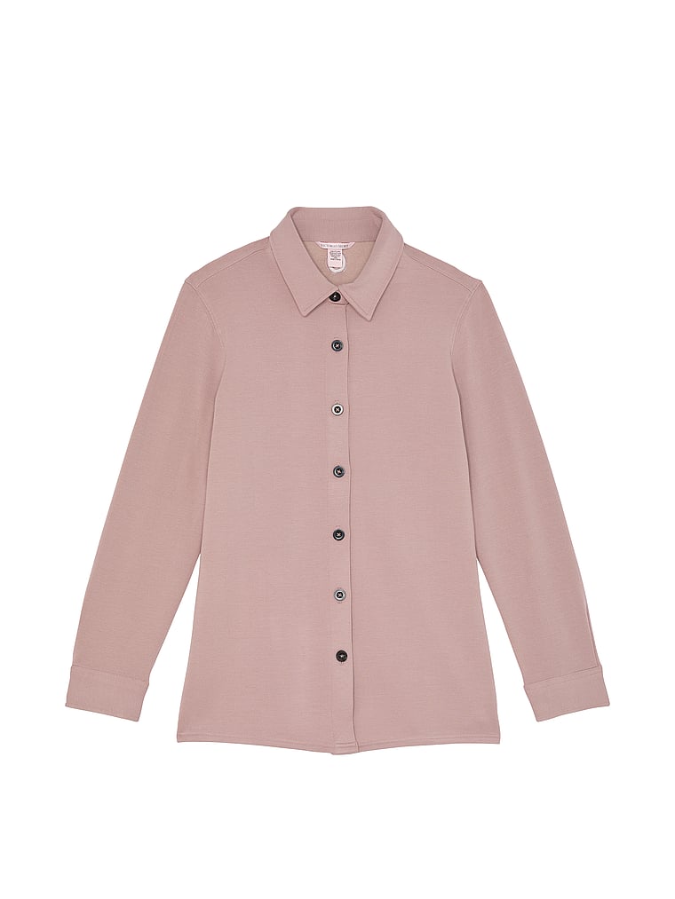 Buy Brushed Modal Fleece Oversized Shirt, French Mauve - Order Hoodies ...